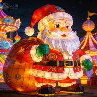 China Giant Santa Claus Light Sculpture with Magic Staff, Custom Outdoor LED Christmas Lantern for Festival Light Exhibition for sale