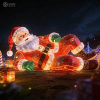 China Giant Santa Claus Light Sculpture with Magic Staff, Custom Outdoor LED Christmas Lantern for Festival Light Exhibition for sale