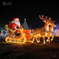 China Santa Claus Reindeer Sleigh Light Sculpture Set, Custom Outdoor LED Christmas Lantern for Light Festival for sale