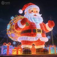 China Custom Giant Santa Claus Candy Cane LED Lantern, Outdoor Waterproof Christmas Motif Light Sculpture For Festival Plaza Display for sale