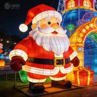 China Custom Giant Santa Claus Candy Cane LED Lantern, Outdoor Waterproof Christmas Motif Light Sculpture For Festival Plaza Display for sale
