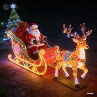 China Santa Claus Reindeer Sleigh LED Lantern - Large Outdoor Christmas Motif Light for Festival Decoration for sale