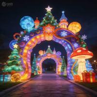 China Commercial Illuminated Christmas Archway Lanterns, Giant Outdoor Light Tunnel Sculpture for Light Festival for sale