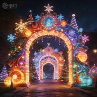China Commercial Illuminated Christmas Archway Lanterns, Giant Outdoor Light Tunnel Sculpture for Light Festival for sale