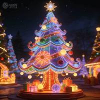 China Giant Elf Roof Christmas House Light Sculpture, Custom Outdoor LED Christmas Cabin Lantern with Xmas Tree Set for sale