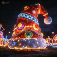 China Giant LED Christmas Hat Pattern Lighting Solution for Outdoor New Year & Christmas Events for sale