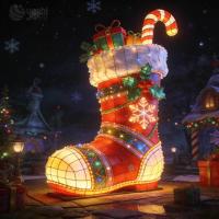 China Giant Christmas Stocking Light Sculpture With Gifts, Custom Outdoor LED Christmas Lantern for Holiday Light Festival for sale
