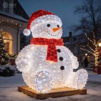 China Custom LED Wire Frame Snowman Light Sculpture, Giant Outdoor Snowman Christmas Light with Gift Boxes for Yard & Plaza Decor for sale