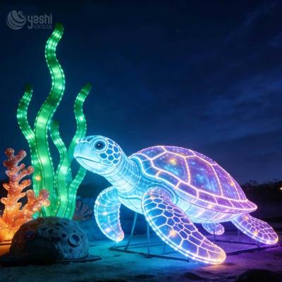China Custom Large Sea Turtle Light, Waterproof LED Sea Animal Lantern, Outdoor Ocean Theme Light for Zoo, Theme Park, Night Event for sale