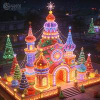 China Custom Christmas Castle LED Light Arch, Giant Candy House Light Sculpture Scene for Outdoor Theme Park Light Show for sale