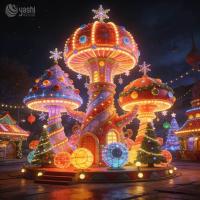 China Custom Christmas Castle LED Light Arch, Giant Candy House Light Sculpture Scene for Outdoor Theme Park Light Show for sale