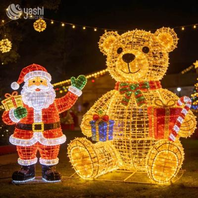 China Outdoor Santa & Teddy Bear Lantern - Waterproof LED Lighted Statue for Christmas Holiday Party Decoration for sale