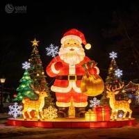 China 3D LED Santa Claus with Reindeer Sculpture, Large Outdoor Christmas Event Lighting Ornament for sale