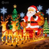 China 3D LED Santa Claus with Reindeer Sculpture, Large Outdoor Christmas Event Lighting Ornament for sale