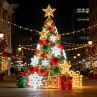 China 3D LED Santa Claus with Reindeer Sculpture, Large Outdoor Christmas Event Lighting Ornament for sale