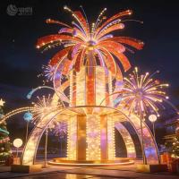China Giant Custom LED Christmas Tree Sculpture Light Outdoor 3D Holiday Lantern Party Xmas Decoration for sale