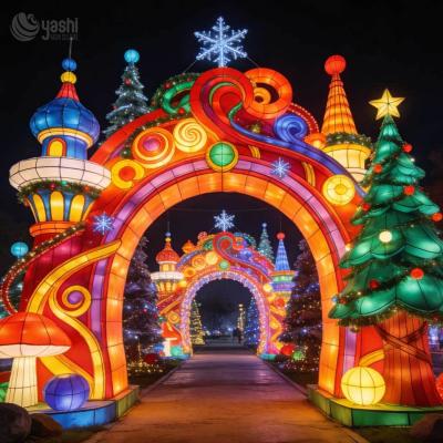 China Custom Fairy Tale Castle Festival Lantern Arch, Giant Colorful Christmas Light Tunnel for Park & Shopping Mall Light Exhibition for sale