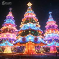 China Custom Christmas Bell Bow Festival Lantern Arch, LED Light Archway With Christmas Tree & Gift Box For Outdoor Light Exhibition for sale