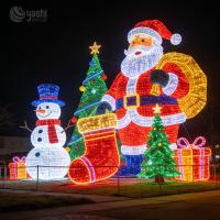 China Custom Santa Claus LED Light Sculpture Set, Large Outdoor Christmas Motif Light Display with Snowman, Tree & Gift Box for sale