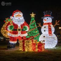 China Custom Santa Claus LED Light Sculpture Set, Large Outdoor Christmas Motif Light Display with Snowman, Tree & Gift Box for sale