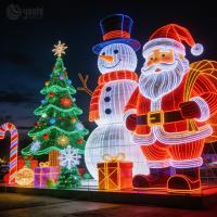 China Custom Santa Claus LED Light Sculpture Set, Large Outdoor Christmas Motif Light Display with Snowman, Tree & Gift Box for sale