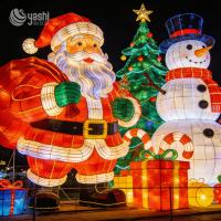 China Custom Santa Claus LED Light Sculpture Set, Large Outdoor Christmas Motif Light Display with Snowman, Tree & Gift Box for sale