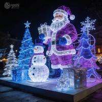 China Outdoor Waterproof LED Christmas Santa and Snowman Pattern Lights for Mall Holiday Lighting for sale
