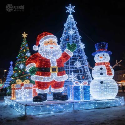 China Outdoor Waterproof LED Christmas Santa and Snowman Pattern Lights for Mall Holiday Lighting for sale