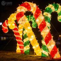 China Giant 3D Christmas Candy Cane & Tree LED Motif Light - Outdoor Commercial Holiday Decor for Mall Park Square Event for sale