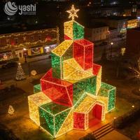 China 3D Gift Box Walk-through Christmas Light House, Custom Outdoor LED Cube Light Sculpture for Holiday Light Show for sale