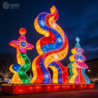 China 3D Gift Box Walk-through Christmas Light House, Custom Outdoor LED Cube Light Sculpture for Holiday Light Show for sale