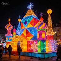 China Giant 3D Colorful Castle LED Lantern Archway for Mall Custom Christmas Decoration for sale