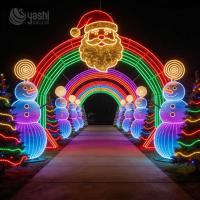China Santa Reindeer Christmas Light Tunnel Arch Set, Custom Outdoor LED Motif Light Archway for Holiday Light Exhibition for sale