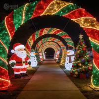 China Santa Reindeer Christmas Light Tunnel Arch Set, Custom Outdoor LED Motif Light Archway for Holiday Light Exhibition for sale