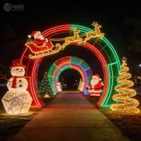 China Santa Reindeer Christmas Light Tunnel Arch Set, Custom Outdoor LED Motif Light Archway for Holiday Light Exhibition for sale