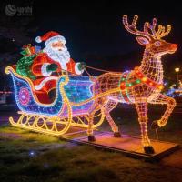 China Waterproof LED Santa Sleigh Lantern, Giant Christmas Theme Lighting Solution for Commercial Events for sale