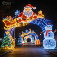 China Commercial Grade LED Santa Arch Tunnel, Custom Outdoor Christmas Lighting Solution for City Square for sale