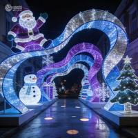 China Custom Large LED Christmas Arch Tunnel with Santa and Snowman Patterns for Outdoor Festival Party Entrance Decoration for sale