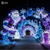 China Custom Large LED Christmas Arch Tunnel with Santa and Snowman Patterns for Outdoor Festival Party Entrance Decoration for sale