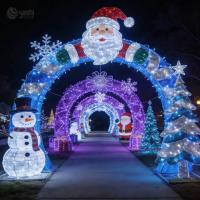 China Custom Large LED Christmas Arch Tunnel with Santa and Snowman Patterns for Outdoor Festival Party Entrance Decoration for sale