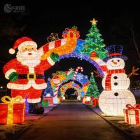 China Custom Giant 3D LED Santa Sleigh Arch Tunnel, Outdoor Christmas Theme Event Lighting Solution for sale