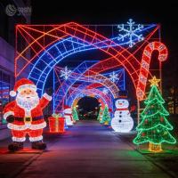 China Custom Giant 3D LED Santa Sleigh Arch Tunnel, Outdoor Christmas Theme Event Lighting Solution for sale