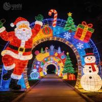 China Custom Giant 3D LED Santa Sleigh Arch Tunnel, Outdoor Christmas Theme Event Lighting Solution for sale
