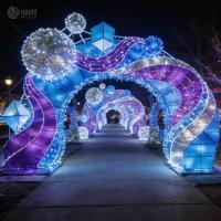 China Custom Giant 3D LED Santa Sleigh Arch Tunnel, Outdoor Christmas Theme Event Lighting Solution for sale