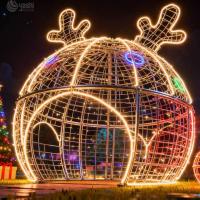 China Giant Wireframe Reindeer Ball Light Arch, Custom Outdoor LED Motif Light Christmas Tunnel for Holiday Light Festival for sale
