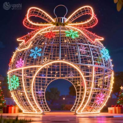 China Handmade Christmas Ball Arch LED Light, Custom 3D Illuminated Sculpture for Festival Event & Mall Decoration for sale