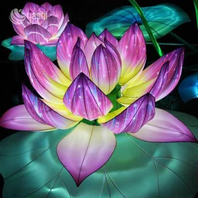 China Custom Purple Gradient Lotus Lantern, Large LED Color‑Shifting Water Lotus Light Sculpture for Night Festival for sale