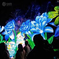 China Custom Giant Pink Tulip Lantern Group, Large LED Tulip Flower Light Sculptures for Light Festival Park Display for sale
