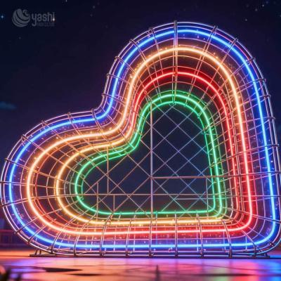 China Custom LED Heart Shape Light Sculpture for Outdoor Festival Christmas New Year Valentine's Day Decoration for sale