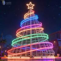 China Custom Giant Metal Wire Frame Christmas Tree Motif Light, Outdoor RGB Multicolor LED Spiral Xmas Tree Sculpture For Plaza Events for sale